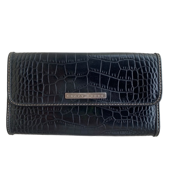 Liz Claiborne | Bags | 25 Crazy Horse Womens Black Wallet Checkbook ...